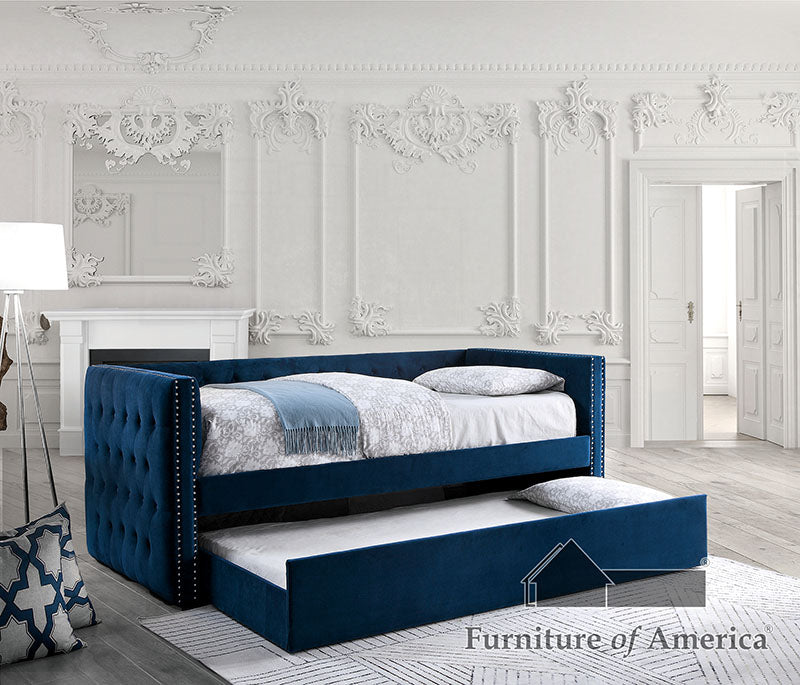 Susanna Navy Daybed w/ Trundle, Navy – House to Home Furnishings LLC